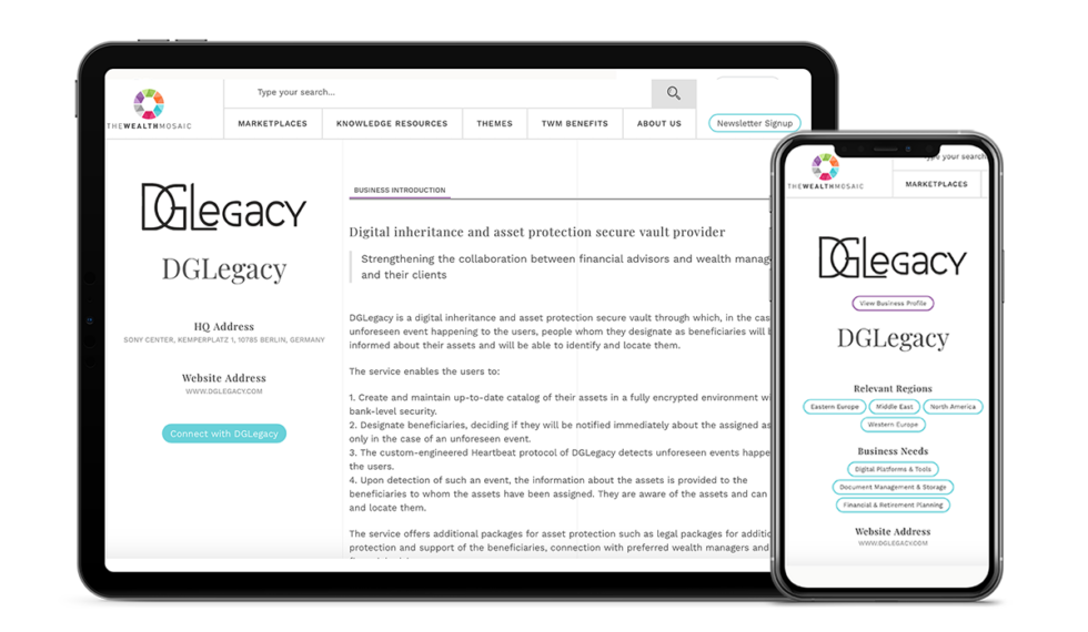 DGLegacy part of The Wealth Mosaic’s family of Solution Providers | DGLegacy - Your Secure ...